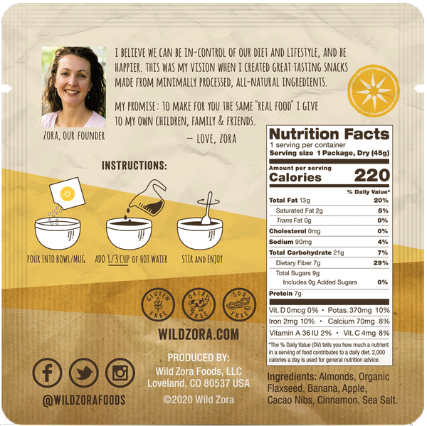 Wild Zora Instant Grain-Free Hot Cereal Banana Bread for Satisfaction